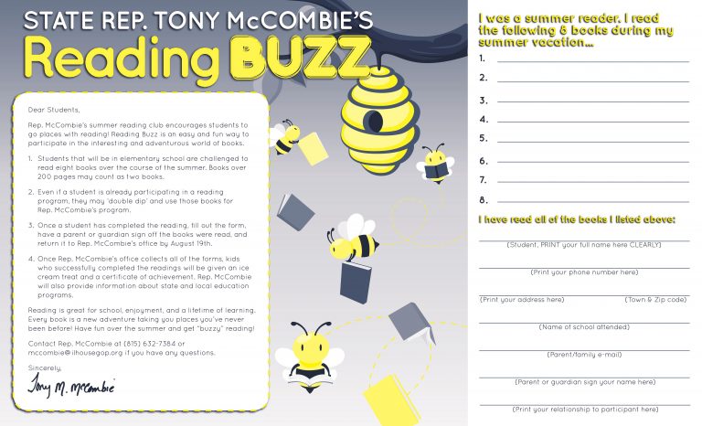 The McCombie Reading BUZZ: Summer Reading Program - Tony McCombie