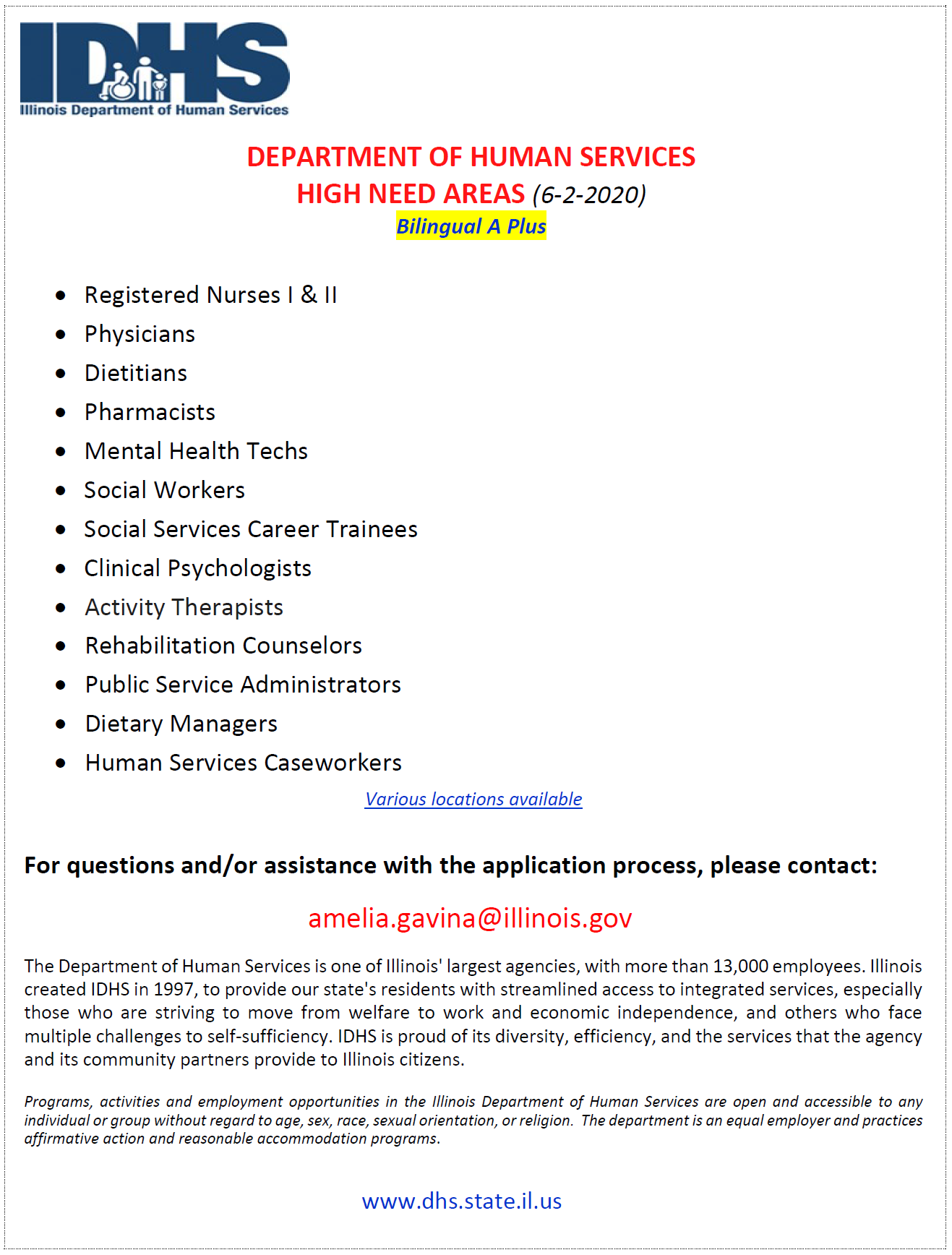 Illinois Department of Human Services Shares Job Postings for High-Need ...