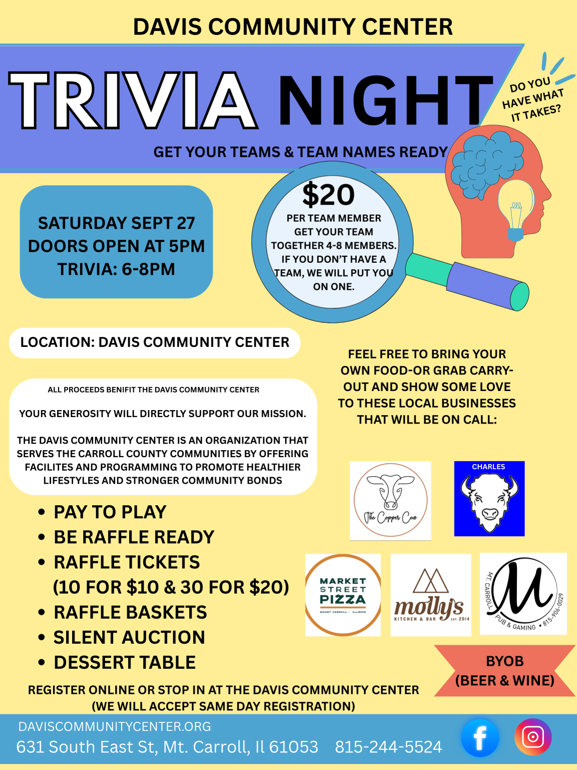 Davis Community Center Trivia Night – Mt. Carroll - Tony McCombie